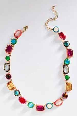 Anthropologie Gemstone Medley Necklace Purple Pattern