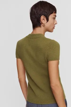 Maeve Wool Blend Cap-sleeve Cardigan - Olive