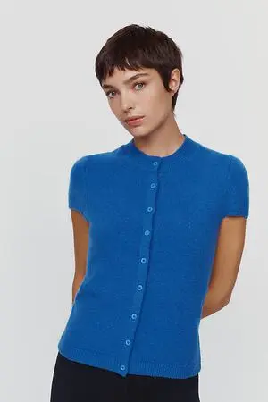 Maeve Wool Blend Cap-sleeve Cardigan Varsity Blue