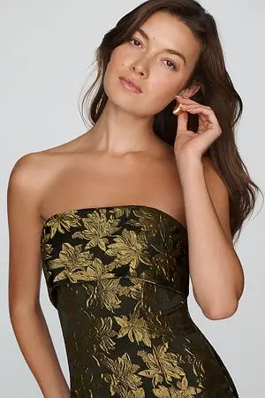 Mac Duggal Strapless Brocade Mermaid Midi Gown