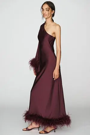 HUTCH One-shoulder Feather Kaftan