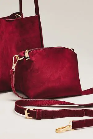 Anthropologie Faux Suede Hollace Bag - Red