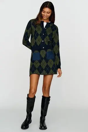 Maeve 100% Cotton Argyle Cardigan