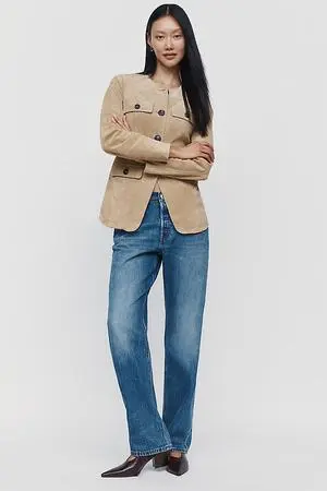 Blanknyc Crew Neck Suede Jacket