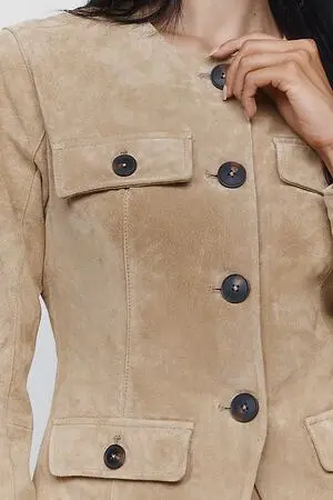 Blanknyc Crew Neck Suede Jacket