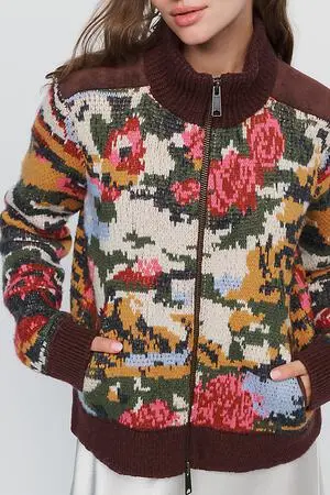PILCRO Cotton Wool Blend Zip Up Sweater