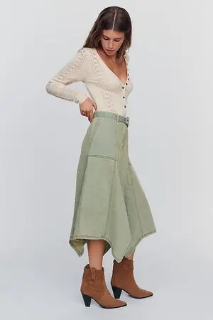 PILCRO Asymmetric Denim Skirt