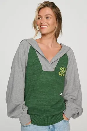 PILCRO Colorblocked Hoodie - Green Pattern