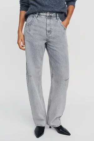 SEVENTY + MOCHI Na High Rise Barrel Leg Jeans - Silver Lining