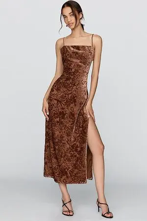 Bhldn Burnout Velvet Slip Maxi Dress - Brown