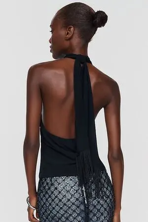 ESTHE Open-back Frged Halter Top