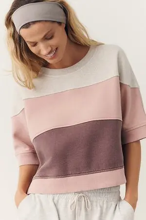 Daily Practice Short Sleeve Boxy Top - Brown Pattern