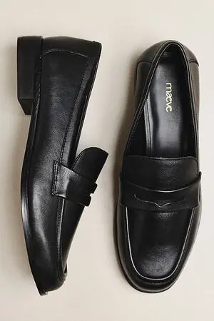 Maeve Penny Keeper Leather Loafers - Black