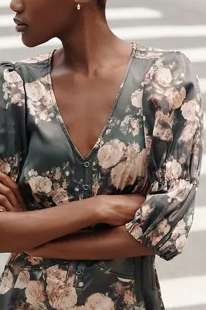 PILCRO Puff-sleeve Slip Mi Dress