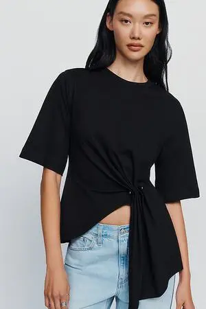 SOVERE / Sohvi 100% Cotton Asymmetrical Top Black