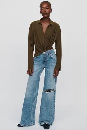 SOVERE / Selen Draped Shirt Top - Olive