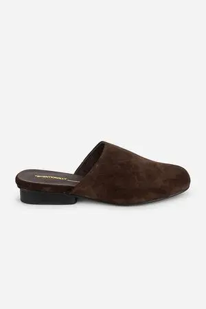 Intentionally Blank Touch Mules Dark Brown
