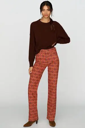 Anthropologie Mother The Kick It High Rise Straight Leg Jeans - Red
