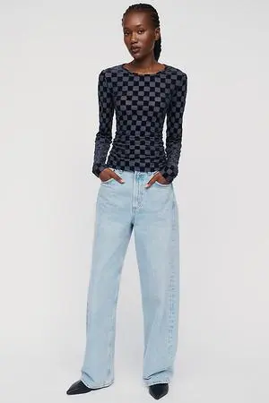 Anthropologie Long Sleeve Checkered Top