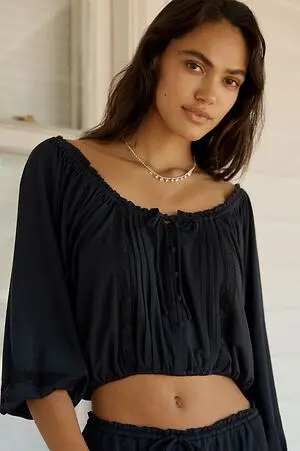LYREBIRD Peasant Top Modaluxe - Black