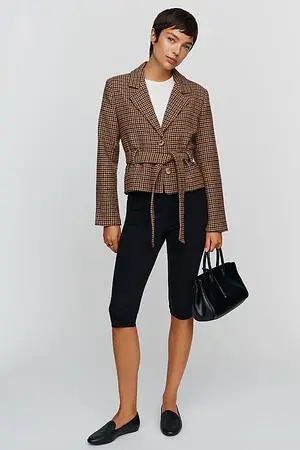 Central Park West Heritage Cropped Tie Blazer Jacket