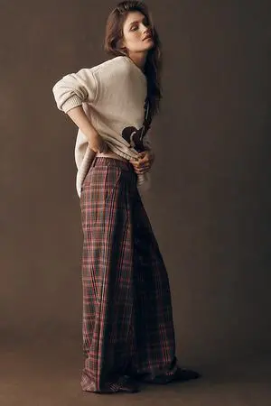 Maeve Avery Wide-leg Pleated Trousers Pants