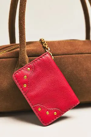 Anthropologie Ara Leather Keycha Card Wallet - Red