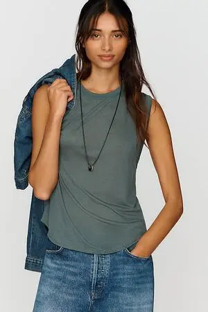 Anthropologie Vnie Wool Blend Tissue Weight Tank Top - Pine