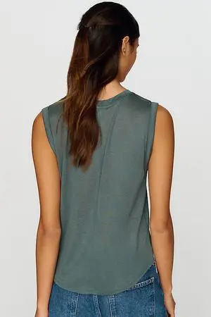 Anthropologie Vnie Wool Blend Tissue Weight Tank Top - Pine