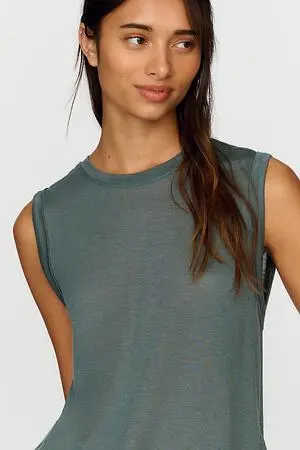 Anthropologie Vnie Wool Blend Tissue Weight Tank Top - Pine
