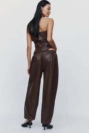Avec Les Filles Faux Leather Balloon Pants