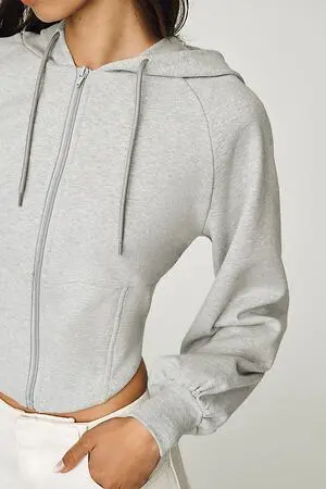 Susana Monaco 100% Cotton Waisted Zip-up Sweatshirt