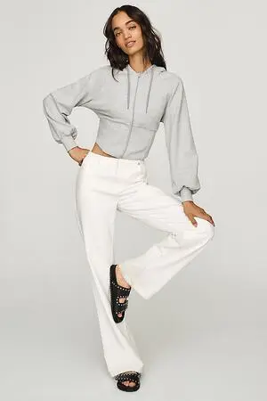 Susana Monaco 100% Cotton Waisted Zip-up Sweatshirt