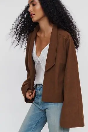 SIEMPRE Faux Suede Dolman Jacket - Brown