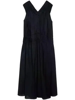 Another Tomorrow Gathered-shoulder Organic Cotton Dress