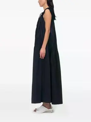 Another Tomorrow Gathered-shoulder Organic Cotton Dress