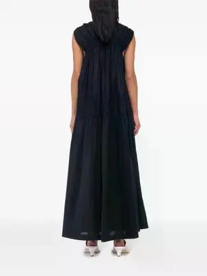 Another Tomorrow Gathered-shoulder Organic Cotton Dress