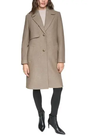 Andrew Marc Besette Boiled Wool Blend Coat - Brindle