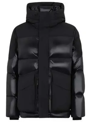 Moose Knuckles Polished Finish Funnel-neck Hood Puffer Jacket - Nero