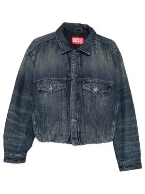 DIESEL® Lightly Padded Denim Jacket With Drawstring Hem - Blu