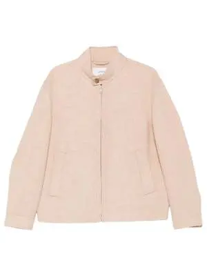 LARDINI Double-breasted Wool Jacket With High Collar & Cashmere Blend - Beige