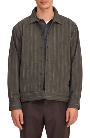 Nn07 Reed 50091 Striped Shirt Jacket - Shadow Moss
