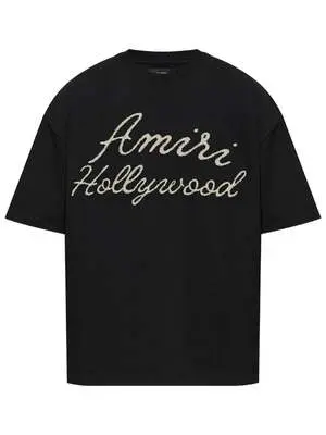 Amiri Crewneck Sweatshirt With Chenille Logo Appliqué And Short Sleeves