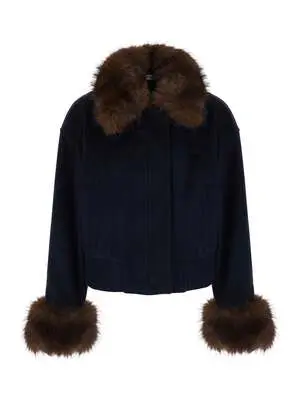 SELF-PORTRAIT Relaxed Fit Mini Jacket With Removable Faux Fur Trim