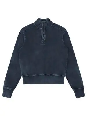 ENTIRE STUDIOS 3/4 Front Button Knit Top With Ribbed Hems - Verde