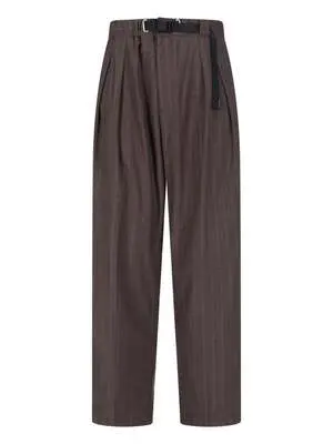 WHITE SAND Pleated Wide-leg Trousers With Belt