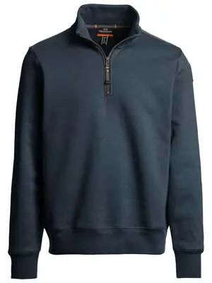 PARAJUMPERS Inspired Ribbed Hem Half-zip Stand Collar Sweatshirt - Blu