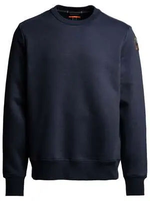 PARAJUMPERS Fleece-lined Ribbed Crewneck Sweatshirt With Sleeve Patch - Blu