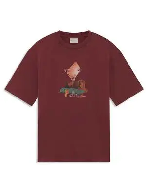 Drole De Monsieur Glass Lion Graphic T-shirt With Ribbed Collar - Rosso