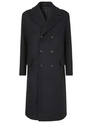 Fendi Double-breasted Wool & Angora Long Jacket With Pea-coat Aesthetic - Nero